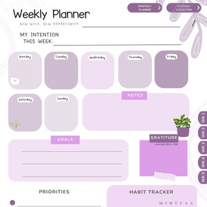 Digital Planner Monthly Weekly Editable Goals Reflections Notes Habit ...
