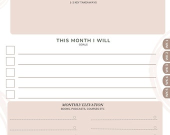 Digital Planner Monthly Weekly Editable Goals Reflections Notes Habit ...