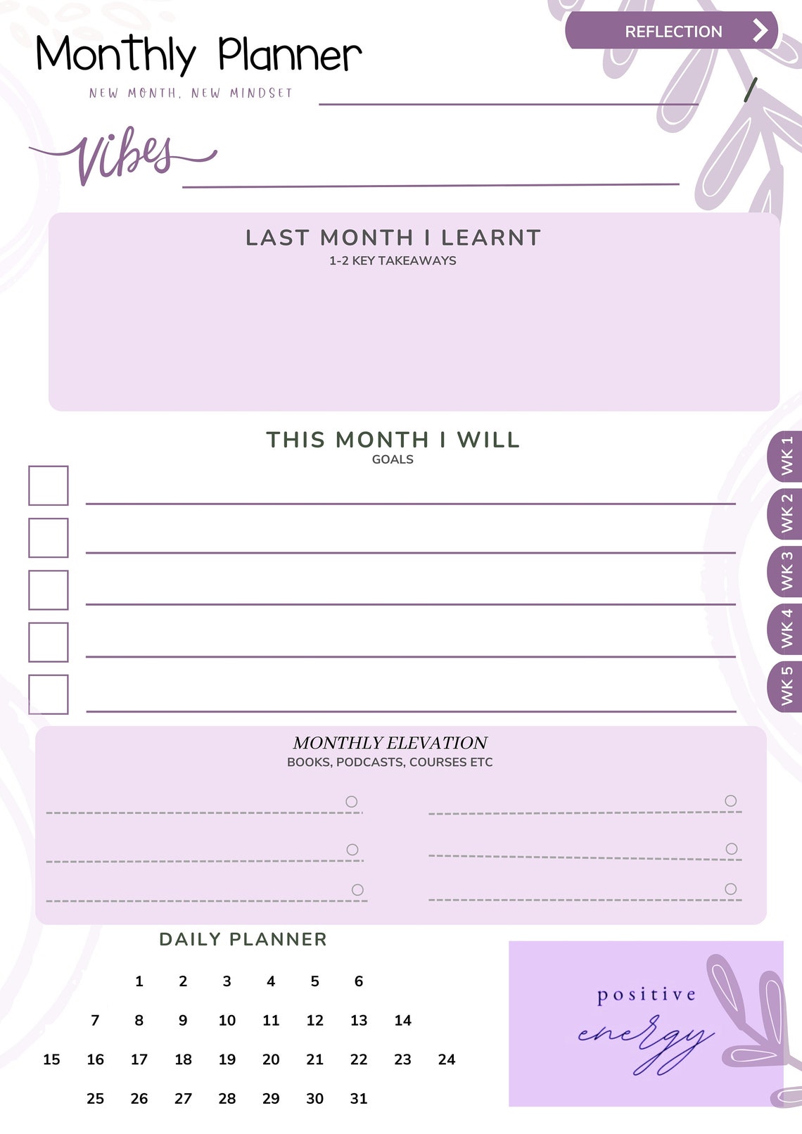 Digital Planner Monthly Weekly Editable Goals Reflections Notes Habit ...