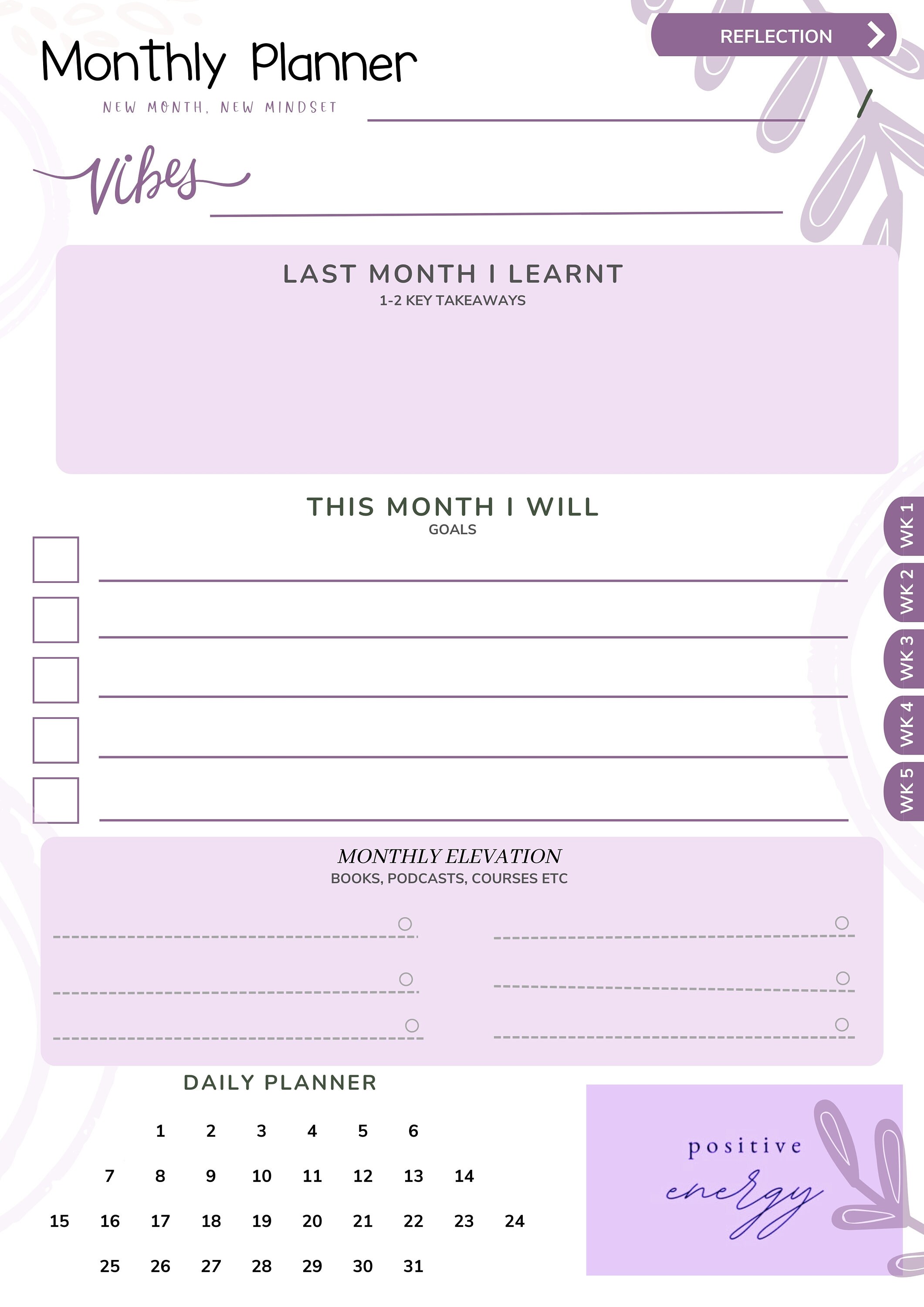 Digital Planner Monthly Weekly Editable Goals Reflections Notes Habit ...
