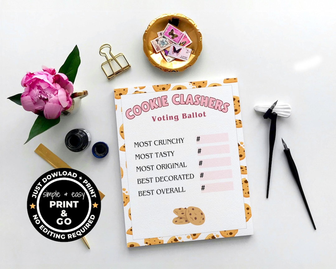Cookie Bake-off Ballot, Cookie Clashers Voting Scorecard, Printable ...
