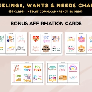 120 "i Feel I Want I Need" Chart Printable Cards, Feelings and Needs ...