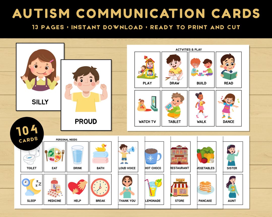 PECS Communication Cards, Nonverbal Speech Cards for Autism Support ...