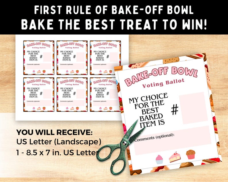 Summer Bake-off Competition Scorecard | Printable Voting Ballot ...