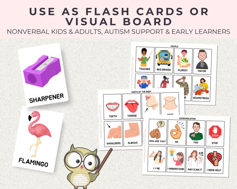 480 Printable Picture Communication Cards, Nonverbal Visual Aid ...
