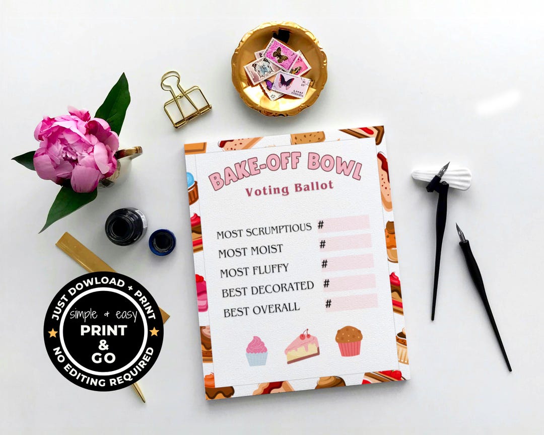 Summer Bake-off Scorecard | Printable Baking Contest Ballot for ...