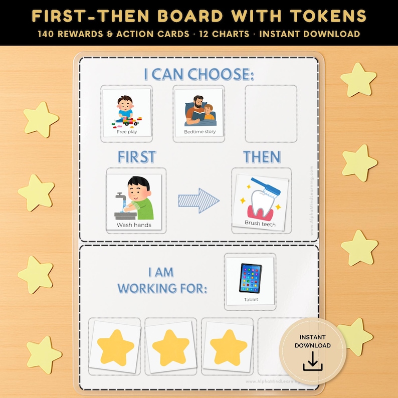 First Then Board Printable | Autism ABA Visual Schedule, Reward Chart ...