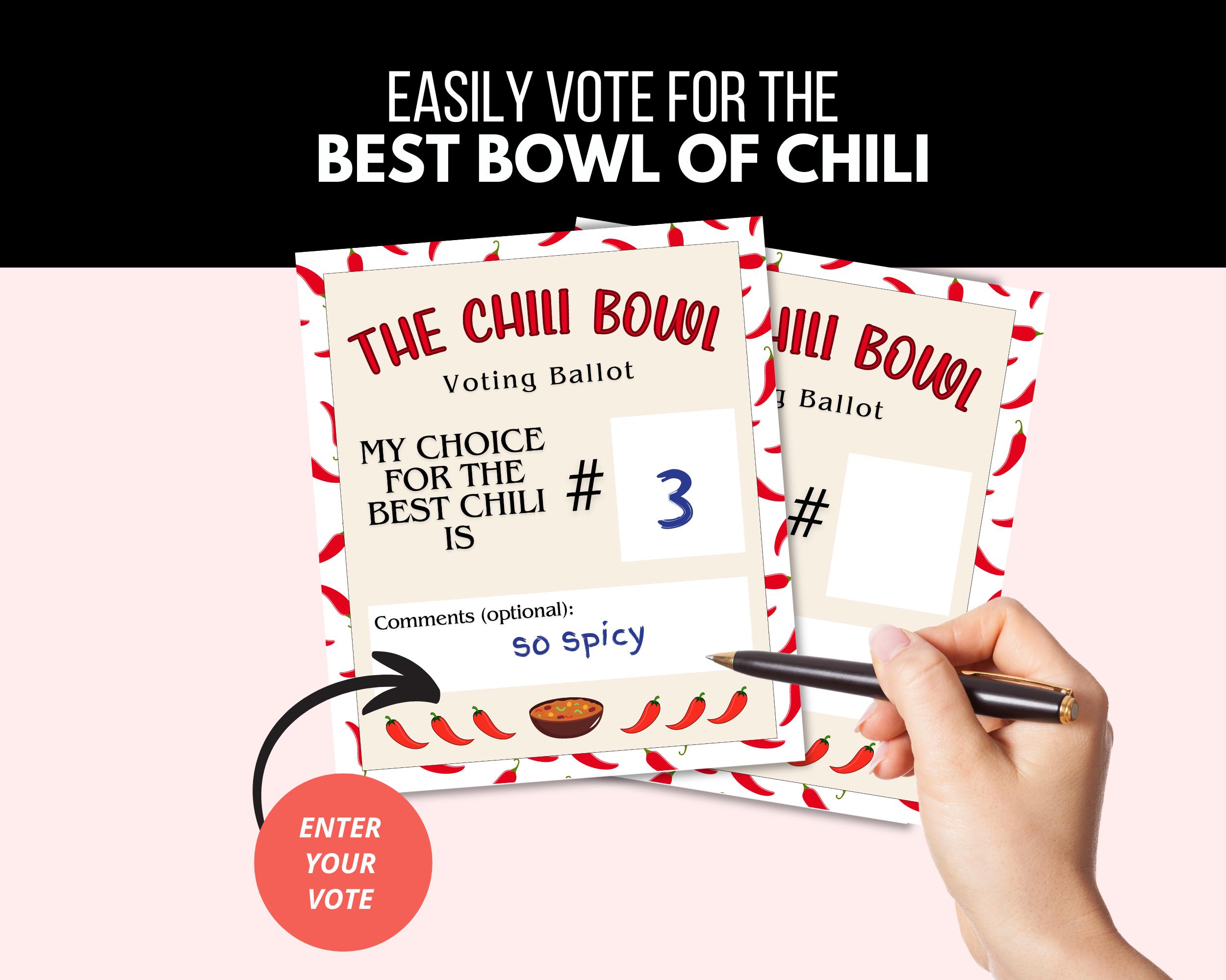 Chili Cook off Voting Ballot Printable | Food Ranking Card for Chili ...