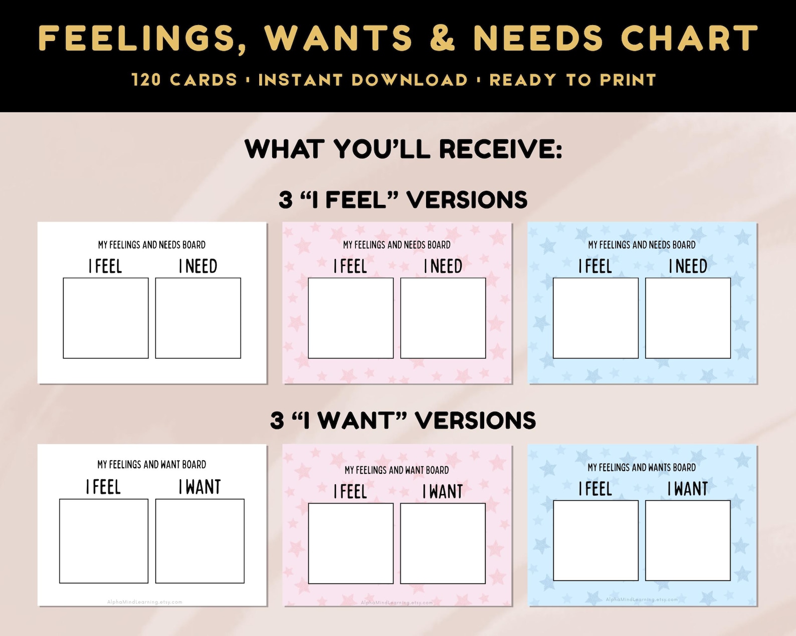 120 "i Feel I Want I Need" Chart Printable Cards, Feelings and Needs ...