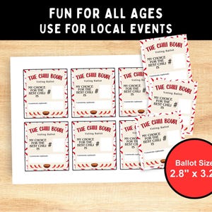 Chili Cook off Voting Ballot Printable | Food Ranking Card for Chili ...