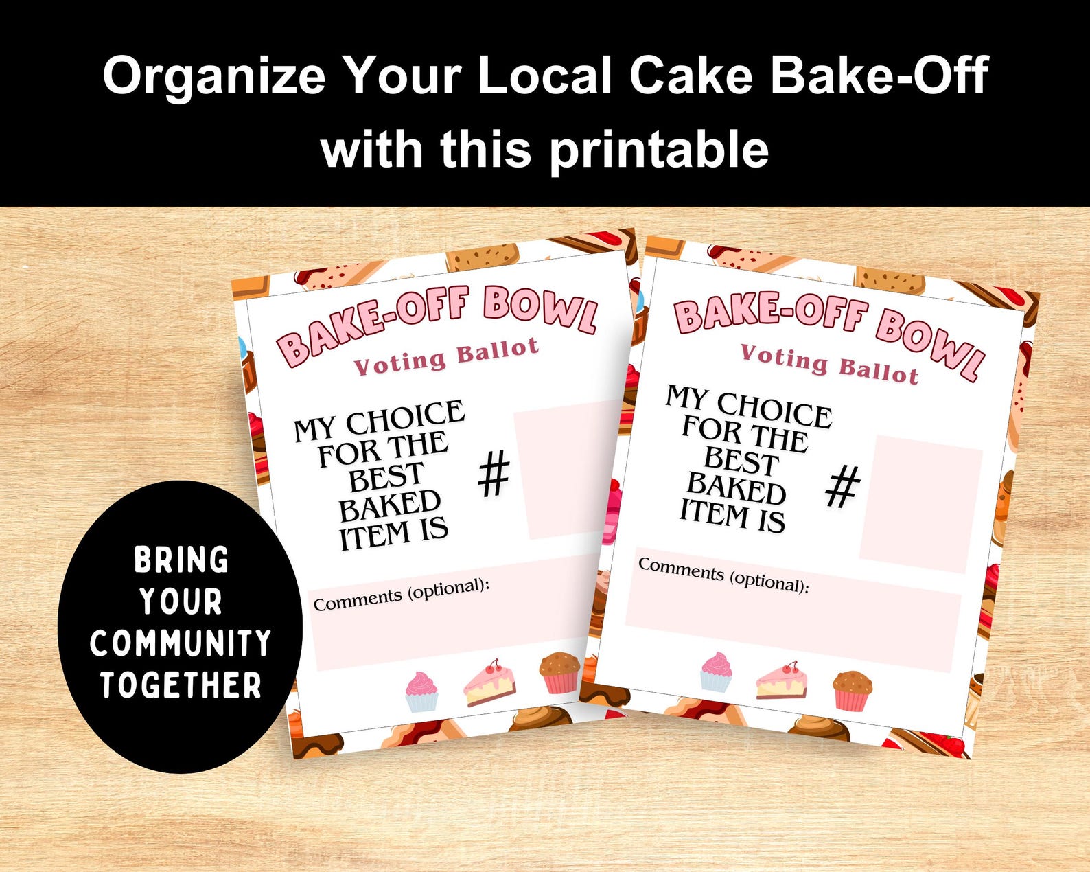 Summer Bake-off Competition Scorecard | Printable Voting Ballot ...