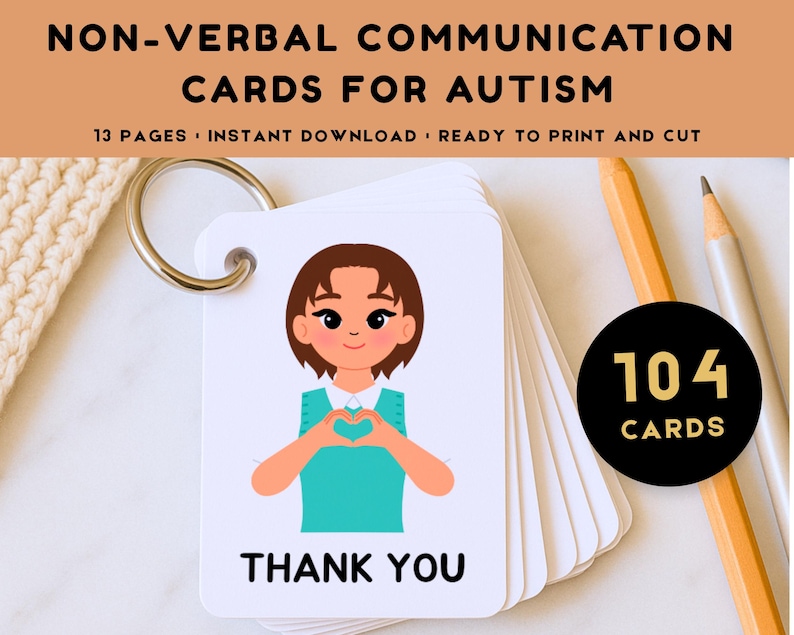 104 Printable Picture Communication Cards, Nonverbal Visual Aid ...