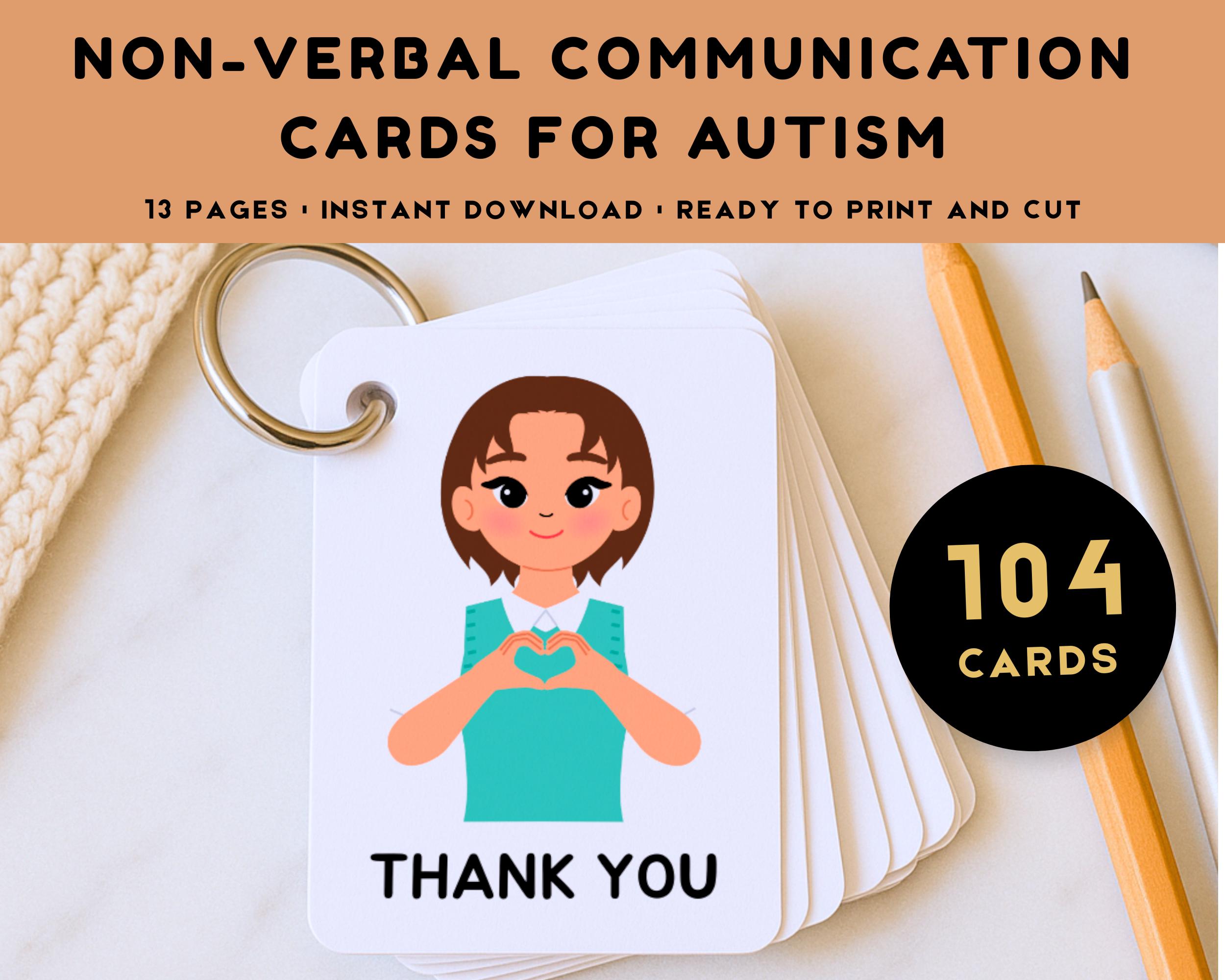 104 Printable Picture Communication Cards, Nonverbal Visual Aid ...
