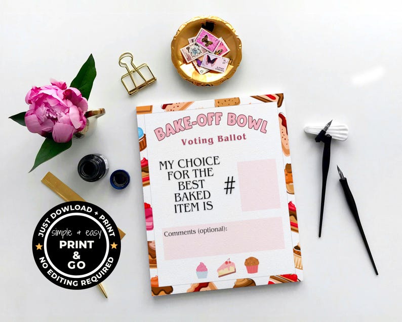 Summer Bake-off Competition Scorecard | Printable Voting Ballot ...