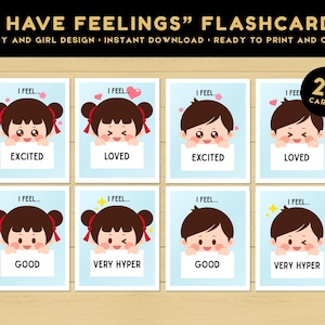 Printable “I Feel” Emotion Cards for Autism – Boy & Girl Pecs Flashcard ...