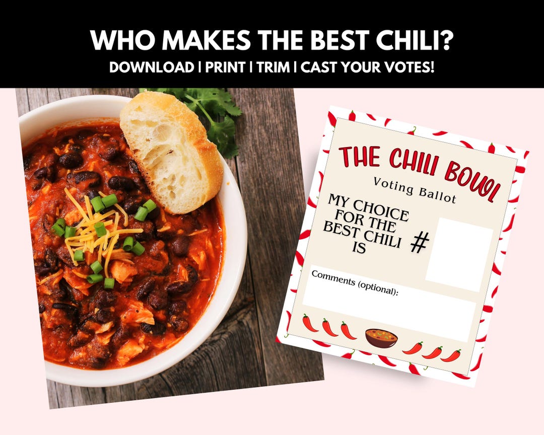 Chili Cook-off Scorecard, the Chili Bowl Voting Ballot, Printable Food ...