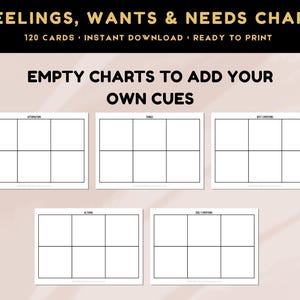 120 "i Feel I Want I Need" Chart Printable Cards, Feelings and Needs ...