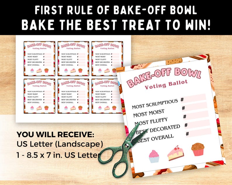 Baking Championship Printable Voting Ballot for Summer, Bake off ...