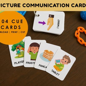 104 Printable Picture Communication Cards, Nonverbal Visual Aid ...