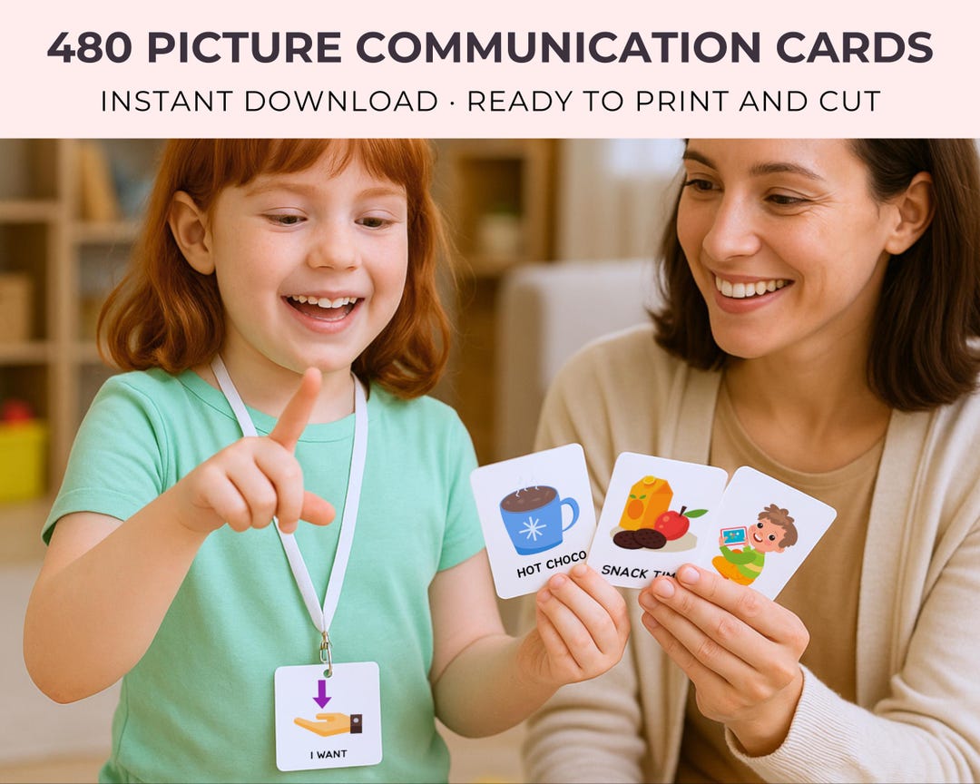 480 Printable Picture Communication Cards, Nonverbal Visual Aid ...