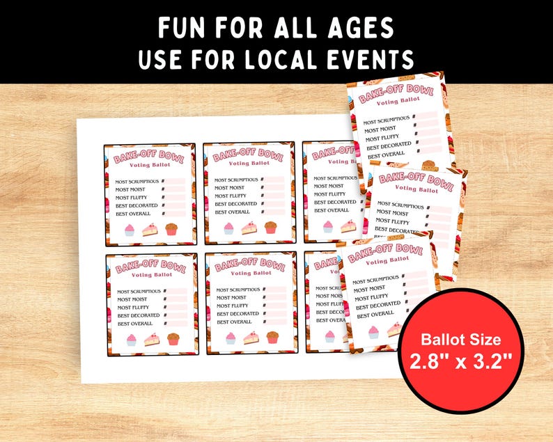 Baking Championship Printable Voting Ballot for Summer, Bake off ...