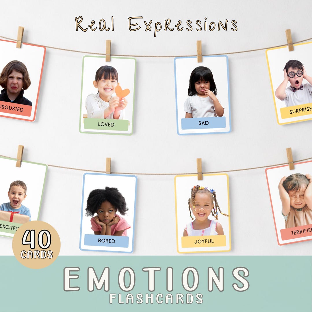 Montessori Emotion Flashcards With Real Faces | Printable Feelings ...