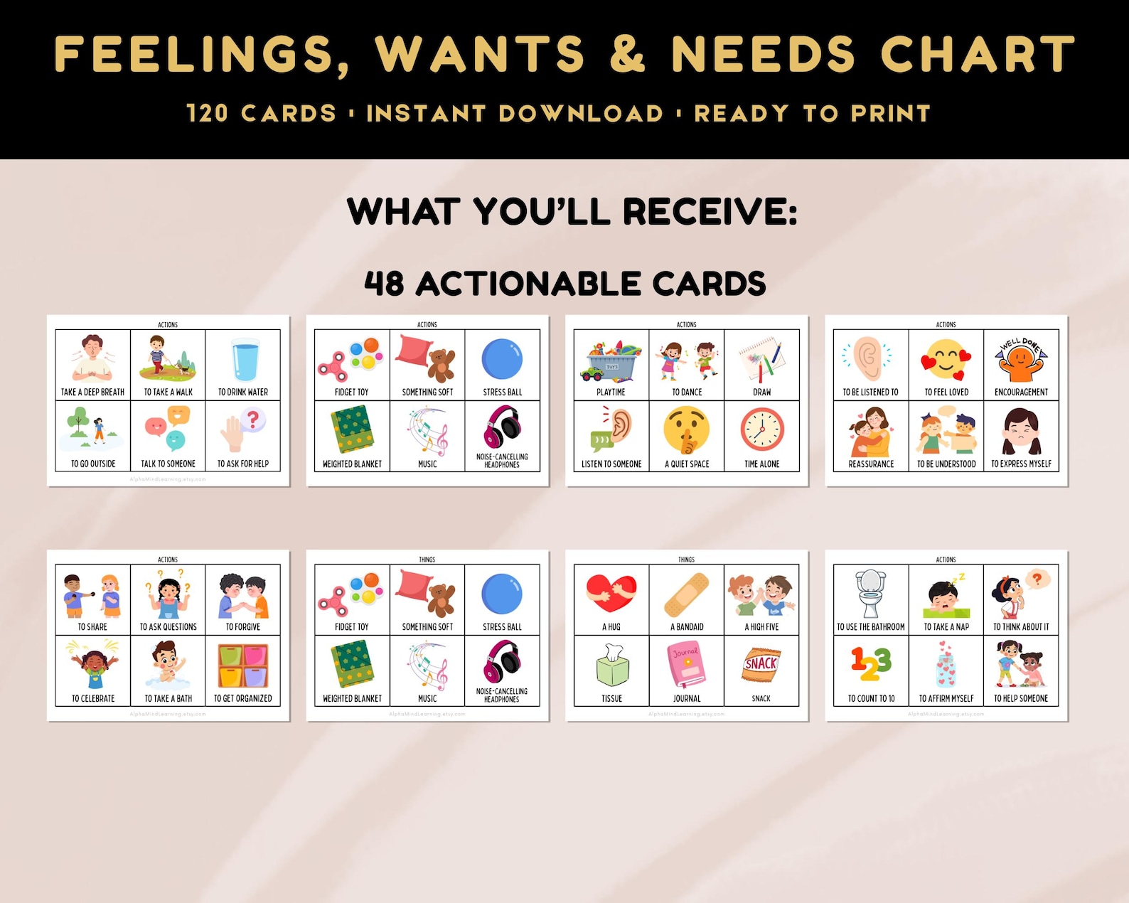 120 "i Feel I Want I Need" Chart Printable Cards, Feelings and Needs ...