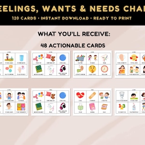120 "i Feel I Want I Need" Chart Printable Cards, Feelings and Needs ...