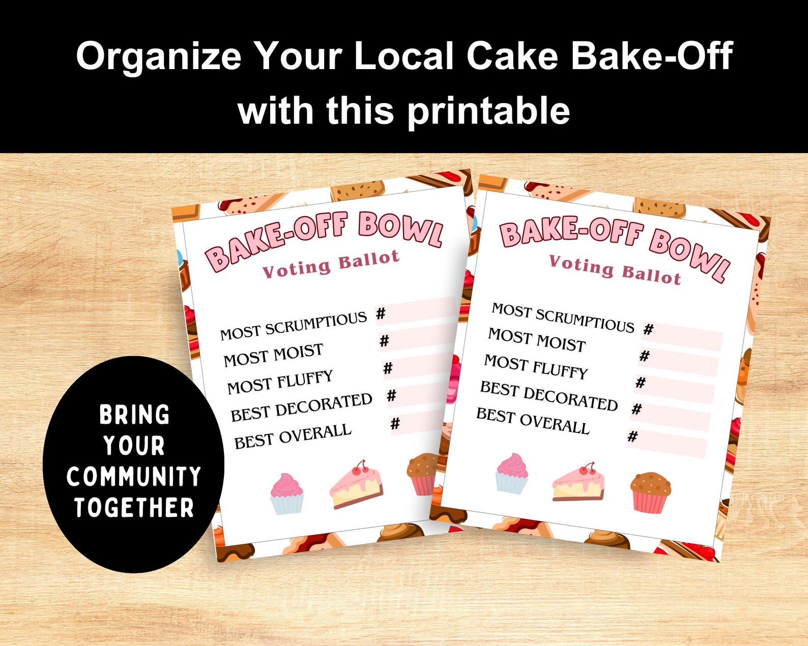 Baking Championship Printable Voting Ballot for Summer, Bake off ...