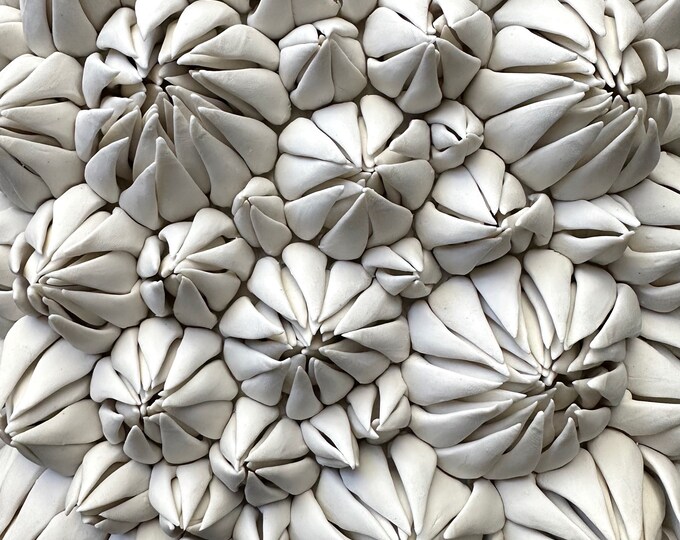 Protea Large Textured Wall Tile Modern Ceramic Wall Art Tile, White ...