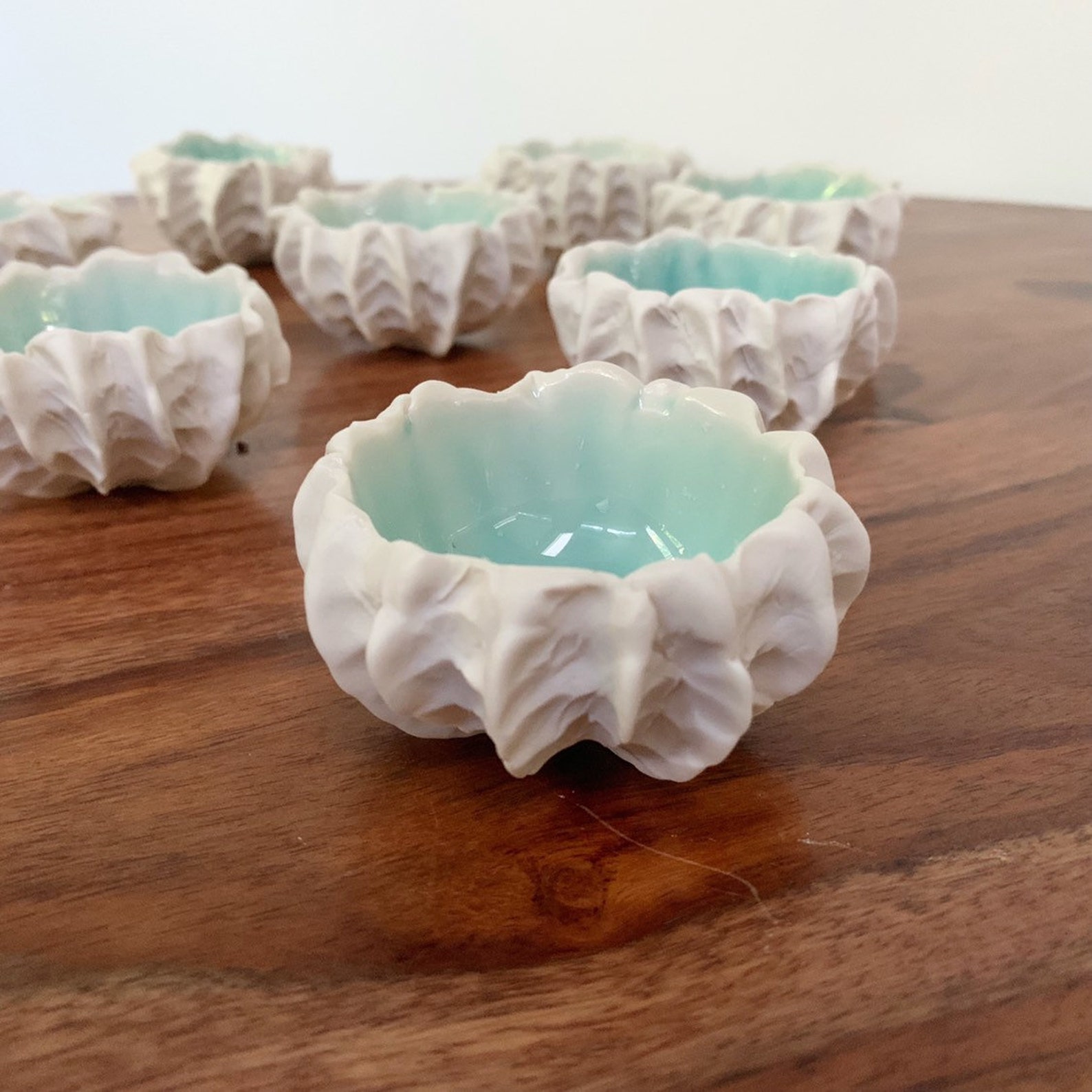 Tiny Scallop Bowl Copper Blue Pinch Bowl Salt Dish - Etsy