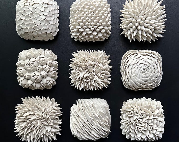 Mini Tile Collection - Set of 9 Square Wall Tiles - Porcelain Wall Art ...