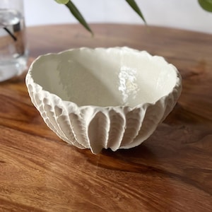 Large Snowflake White Scallop Bowl - White Handmade Ceramic Bowl ...