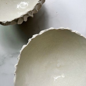 Large Snowflake White Scallop Bowl - White Handmade Ceramic Bowl ...