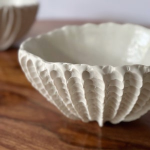 Large Snowflake White Scallop Bowl - White Handmade Ceramic Bowl ...