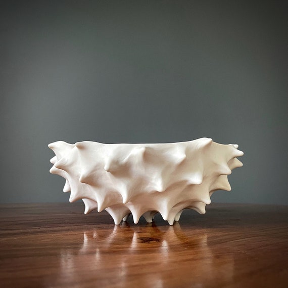 Medium Conch Bowl Porcelain Fruit Bowl Serving Bowl White | Etsy