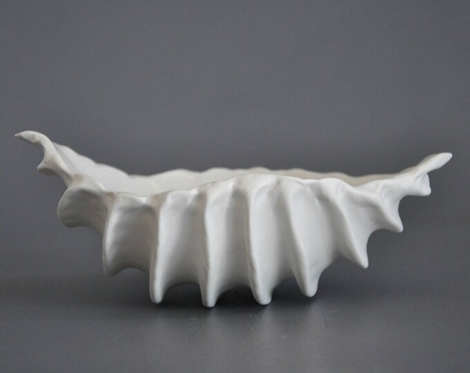 Littleneck Clam Porcelain Bowl Vessel Sculpture Modern White Ceramic ...