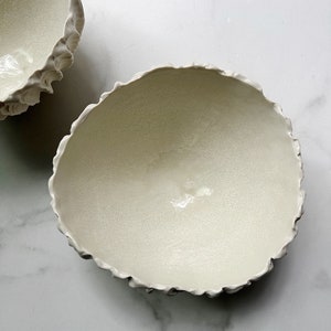 Large Snowflake White Scallop Bowl - White Handmade Ceramic Bowl ...