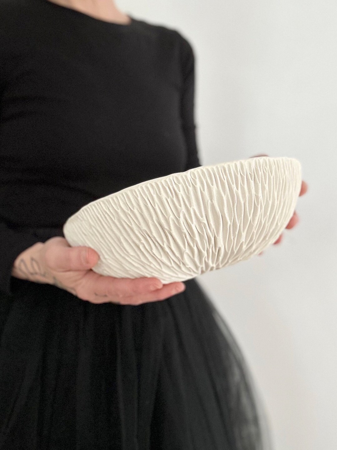 Large Gold Splatter Geode Bowl - Ceramic Serving Bowl, Gold and White ...