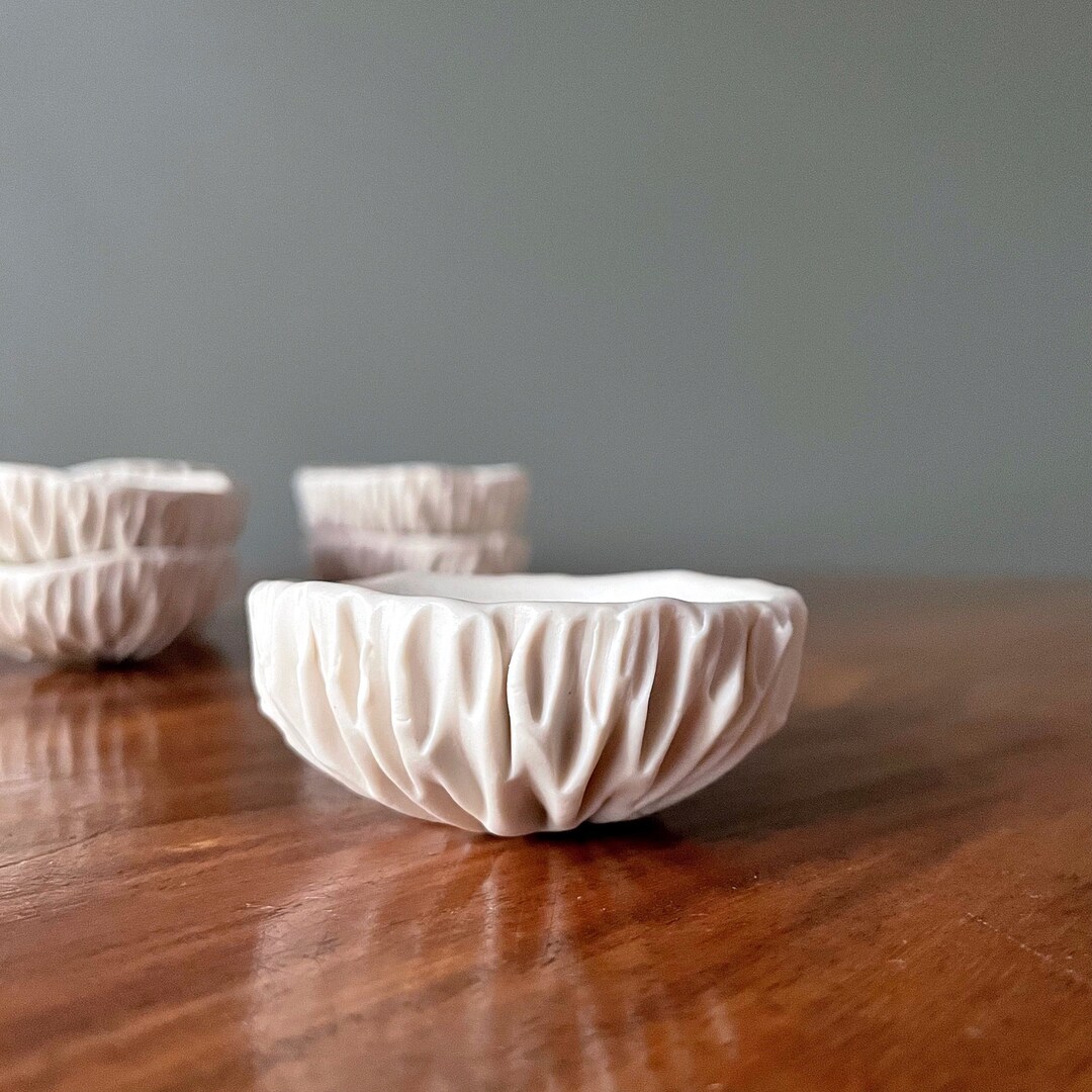 Tiny Snowflake Geode Bowl: White Porcelain Ring Dish - Etsy