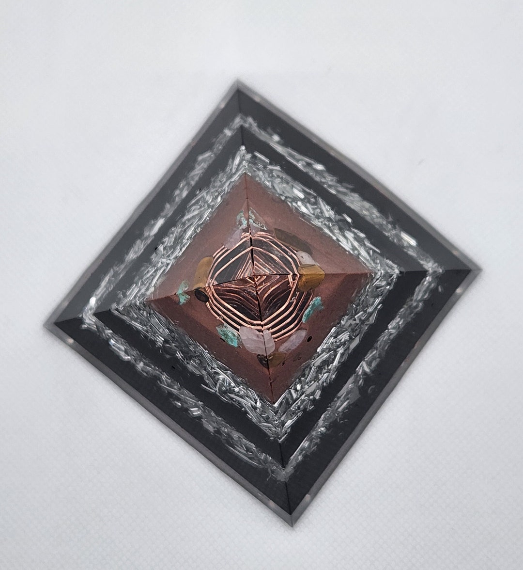 3 Orgonite Pyramid W/brown or Blue Triskelion, EMF Protection, Shungite ...