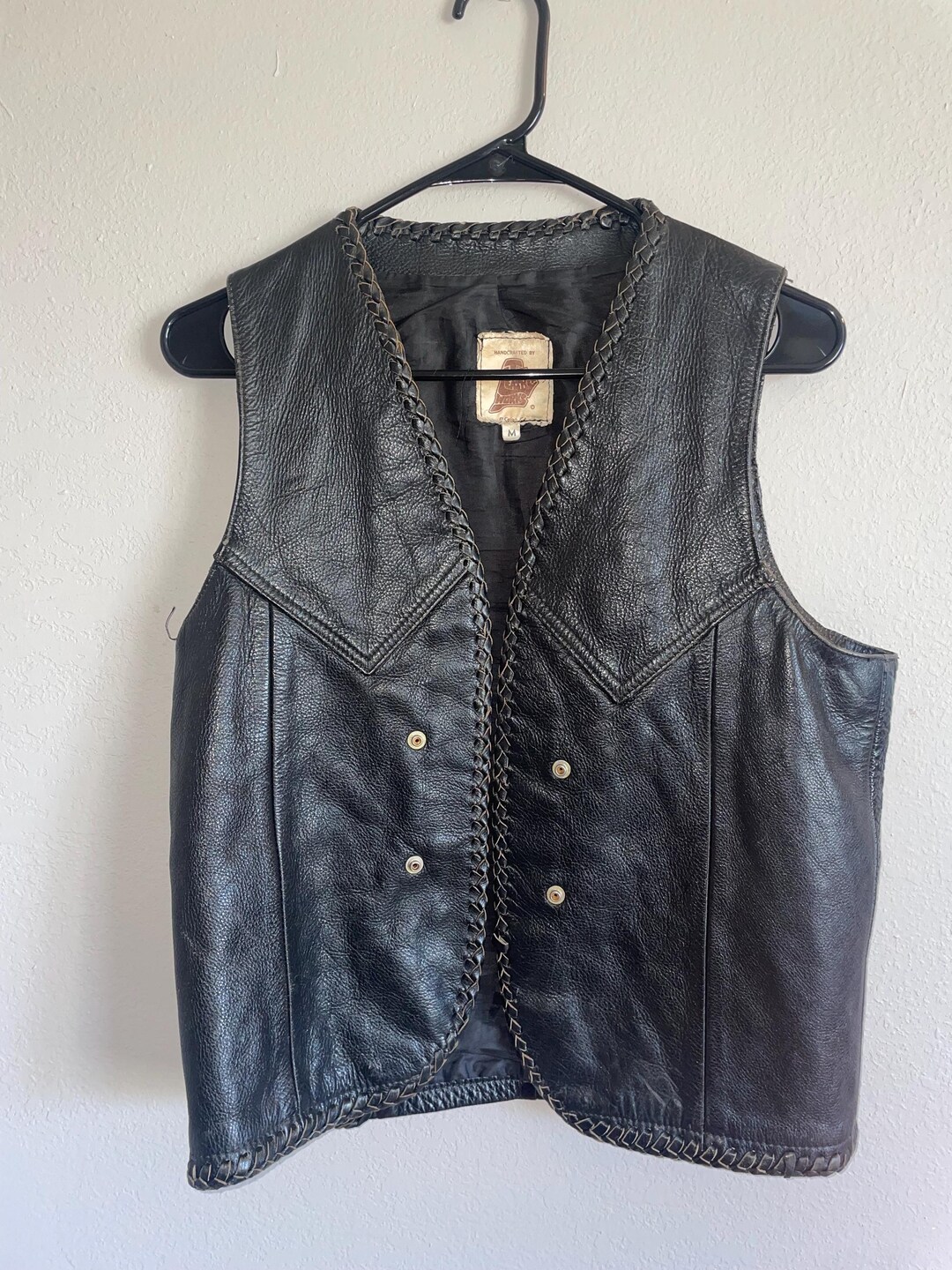 Harley Davidson Leather Vest 60s 70s Vintage Size Medium - Etsy