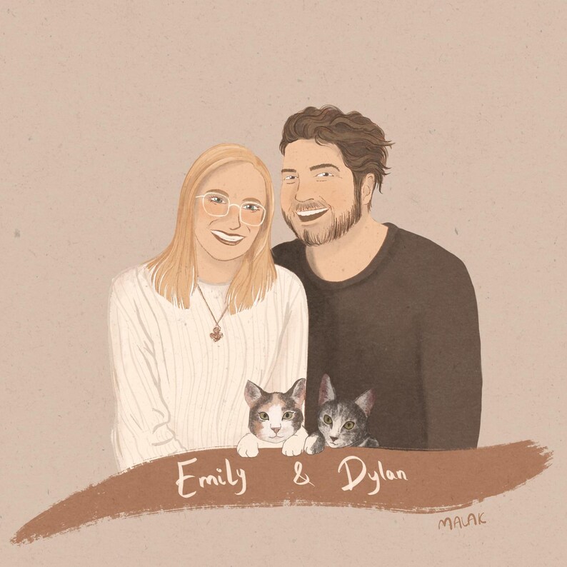 Digital Portrait, Custom Illustration, Personalized Digital Art, Couple ...