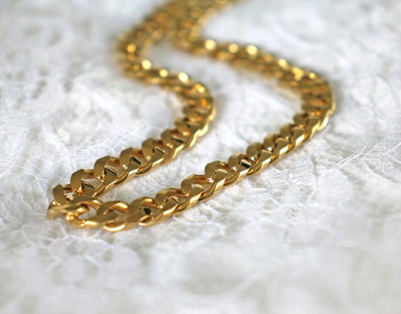 chunky gold tone curb chain 8mm, modern minimalist vi… - Gem