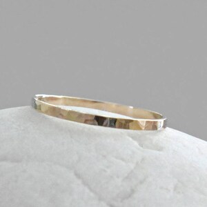 Gold Stacking Ring, 14K Gold Ring, Solid Gold Band, Hammered Gold Ring ...