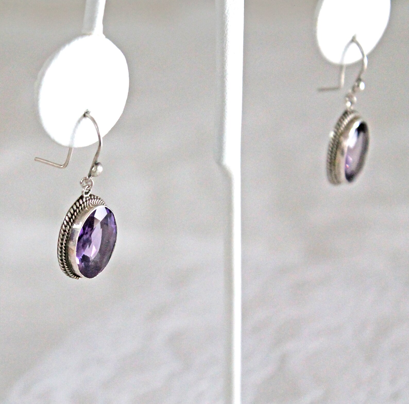 Vintage Amethyst Earrings Sterling Silver Dangle Earrings - Etsy