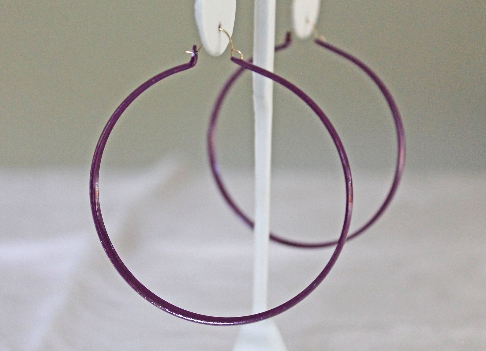 Big Purple Hoop Earrings Oversize Enamel Hoops Vintage 1980s Etsy Italia