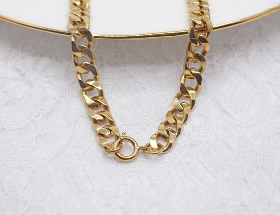 chunky gold tone curb chain 8mm, modern minimalist vi… - Gem