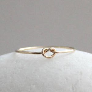 14K Gold Knot Ring, Solid Gold Ring, Love Knot Ring, Gold Stacking Ring ...