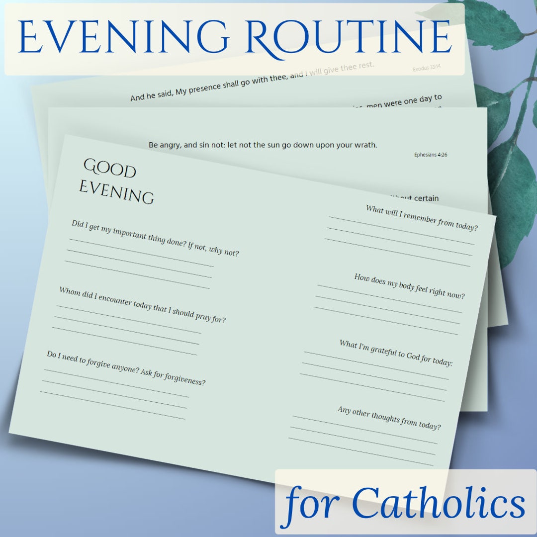Catholic Evening Routine Printable Journal Sheet, Daily Reflection ...